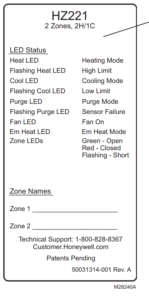 Honeywell HZ221 TrueZone Thermostat Installation Guide - thermostat.guide