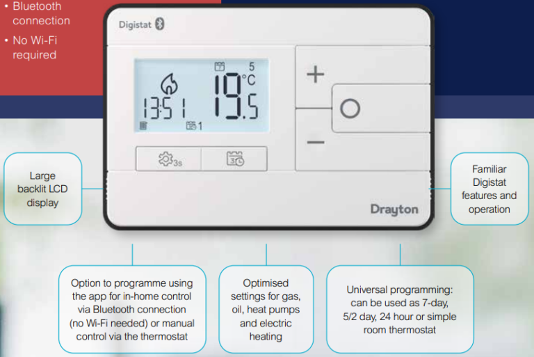 Drayton RF902 Wireless 2-channel Programmable Thermostat Product ...