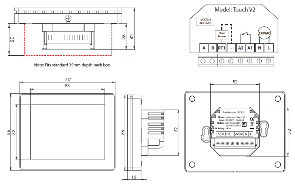 Heatmiser Touch v2 Touchscreen Room Programmable Thermostat PRODUCT ...