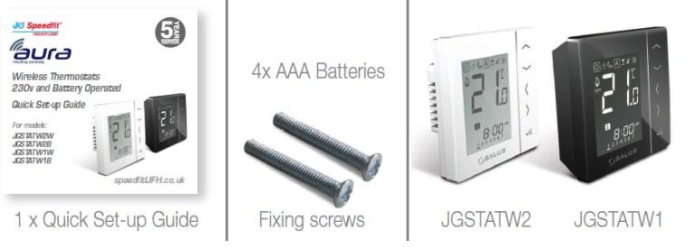 Johnguest JGSTATW2W Aura 230v Wireless Thermostats Quick Set-up Guide - thermostat.guide