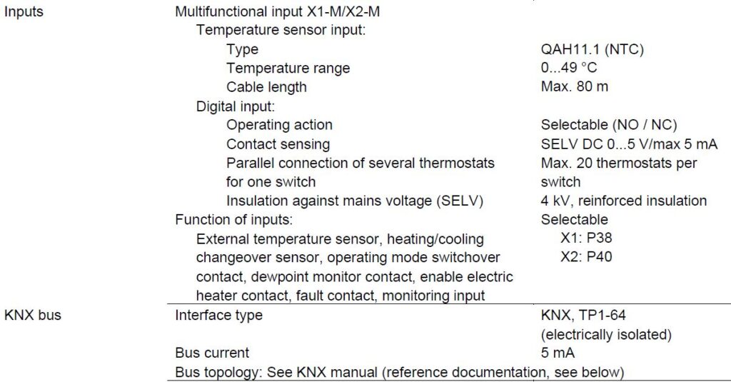 SIEMENS RDF600KN Flush Mount KNX Room Thermostat Product Specifications ...